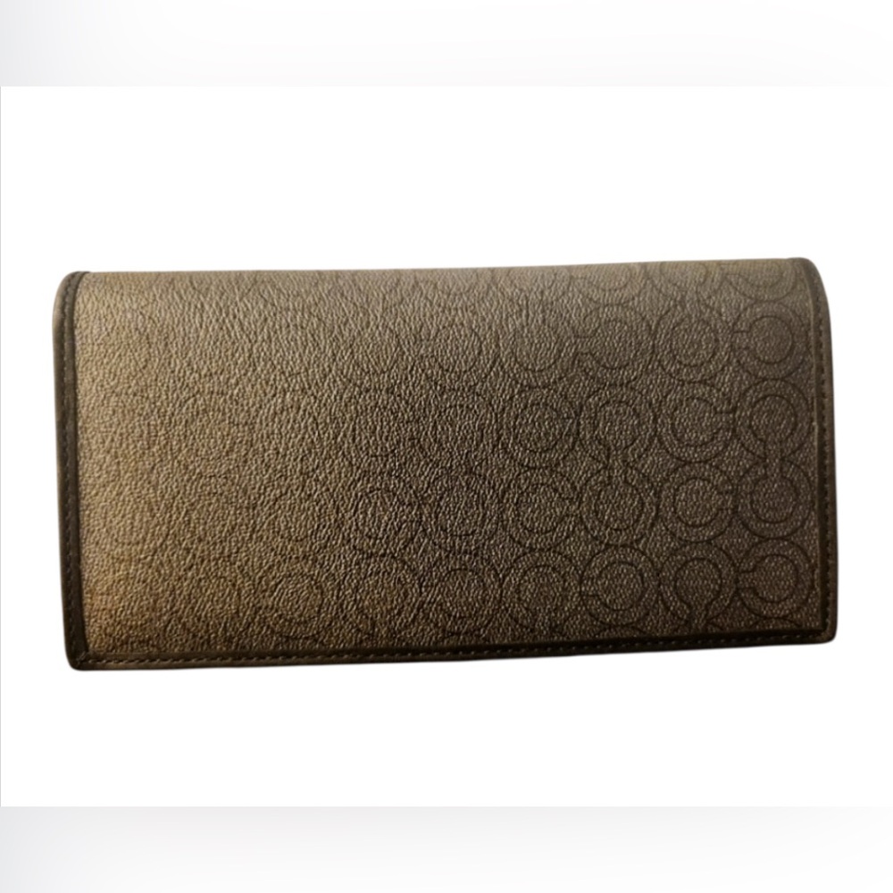Coach Gray Textured Signature C Wallet - Gem